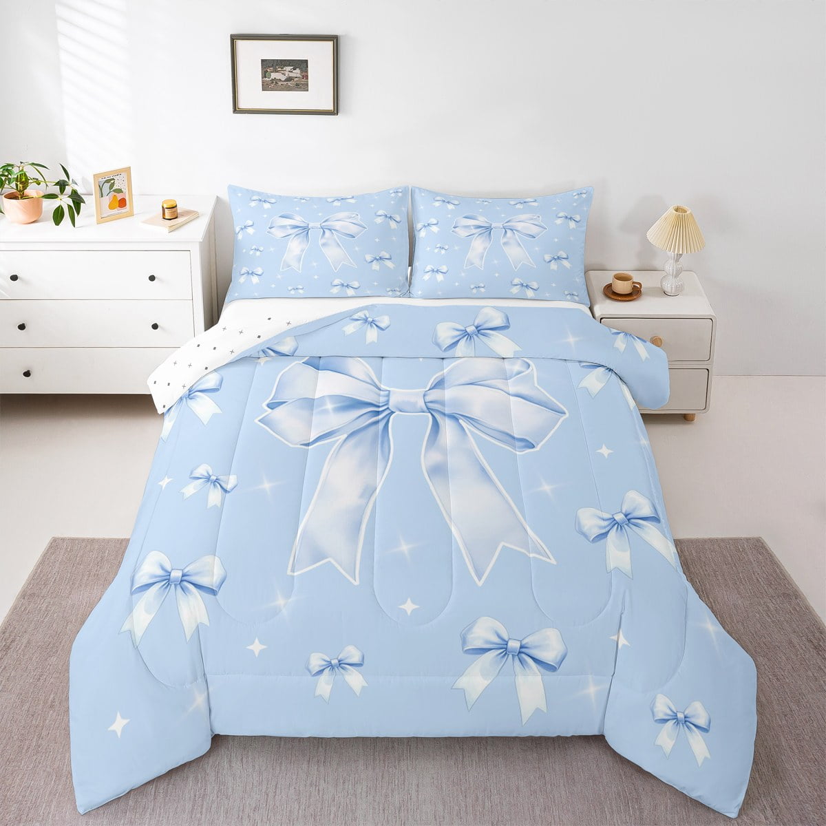 Erosebridal Kawaii Bowknot Comforter Sets Queen Size,Dreamy Princess ...