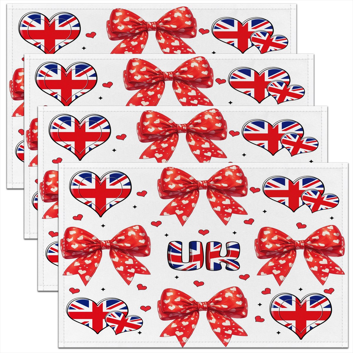Erosebridal Kawaii Bowknot Place Mats Set of 4 for in Door Dinning, UK ...