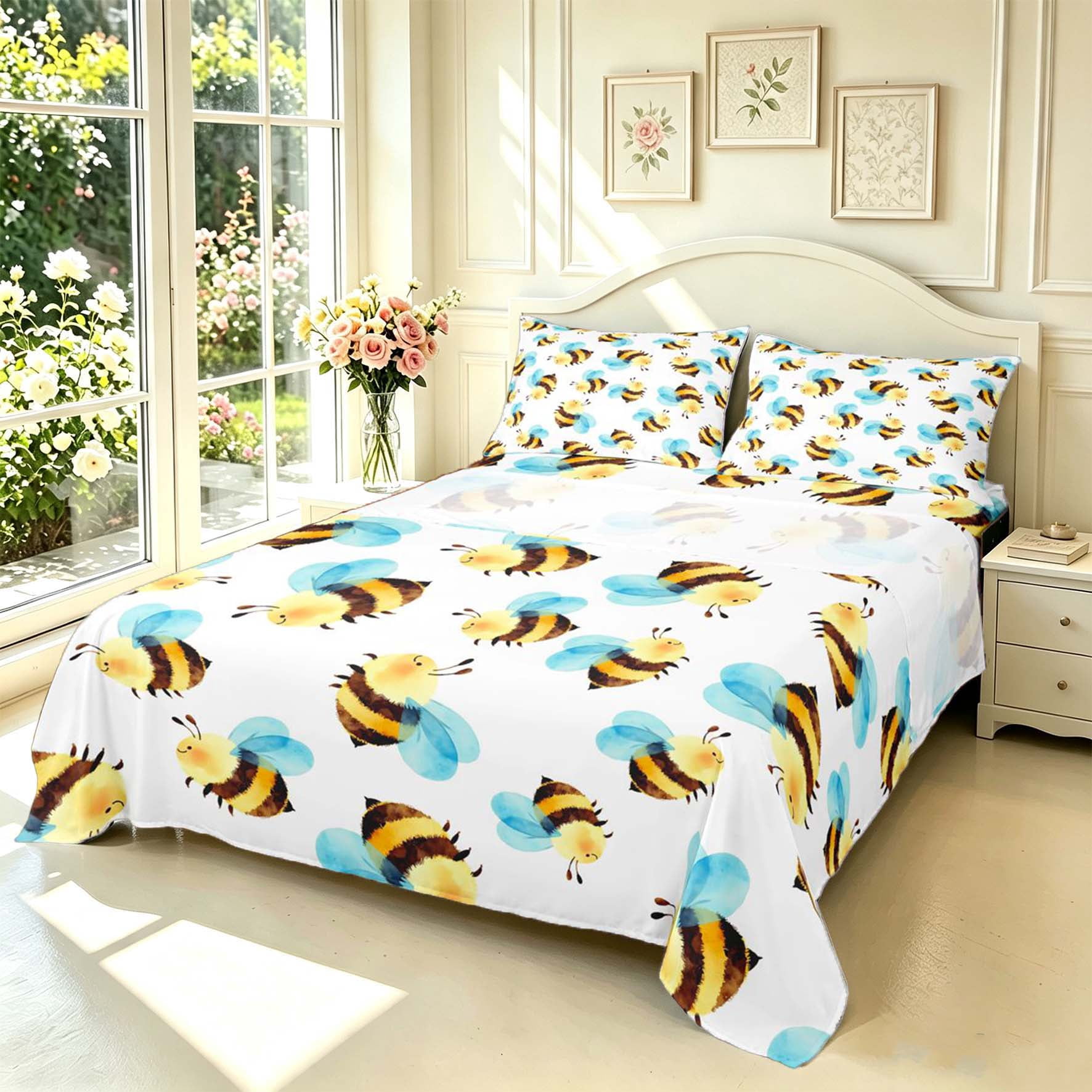 Erosebridal Kawaii Bug Bee Bed Sheets,Cartoon Themed Full Size Sheets ...