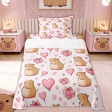 Erosebridal Kawaii Capybara kid Twin Sheet Sets, Love Heart Balloon ...