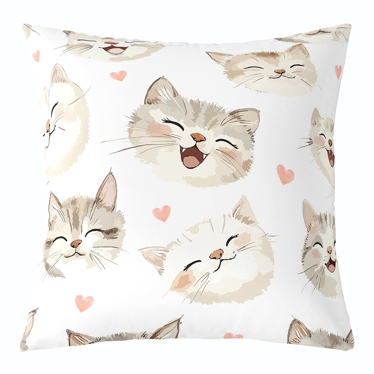Erosebridal Kawaii Cat Pillow Cases, White Kitten Cushion Covers 18x18 ...