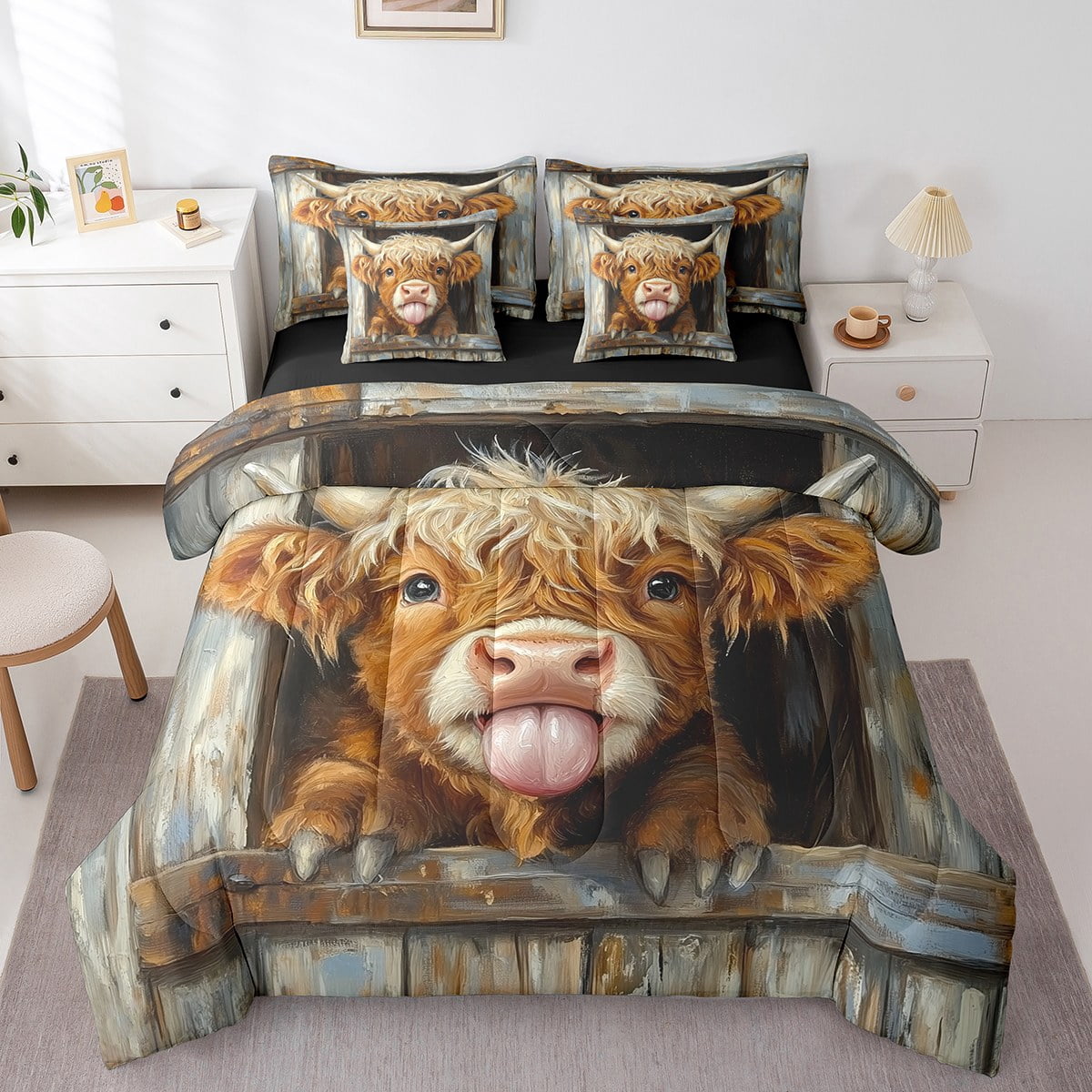 Erosebridal Kawaii Cow Bedding Sets Twin Size for Teens, Farm Animal ...