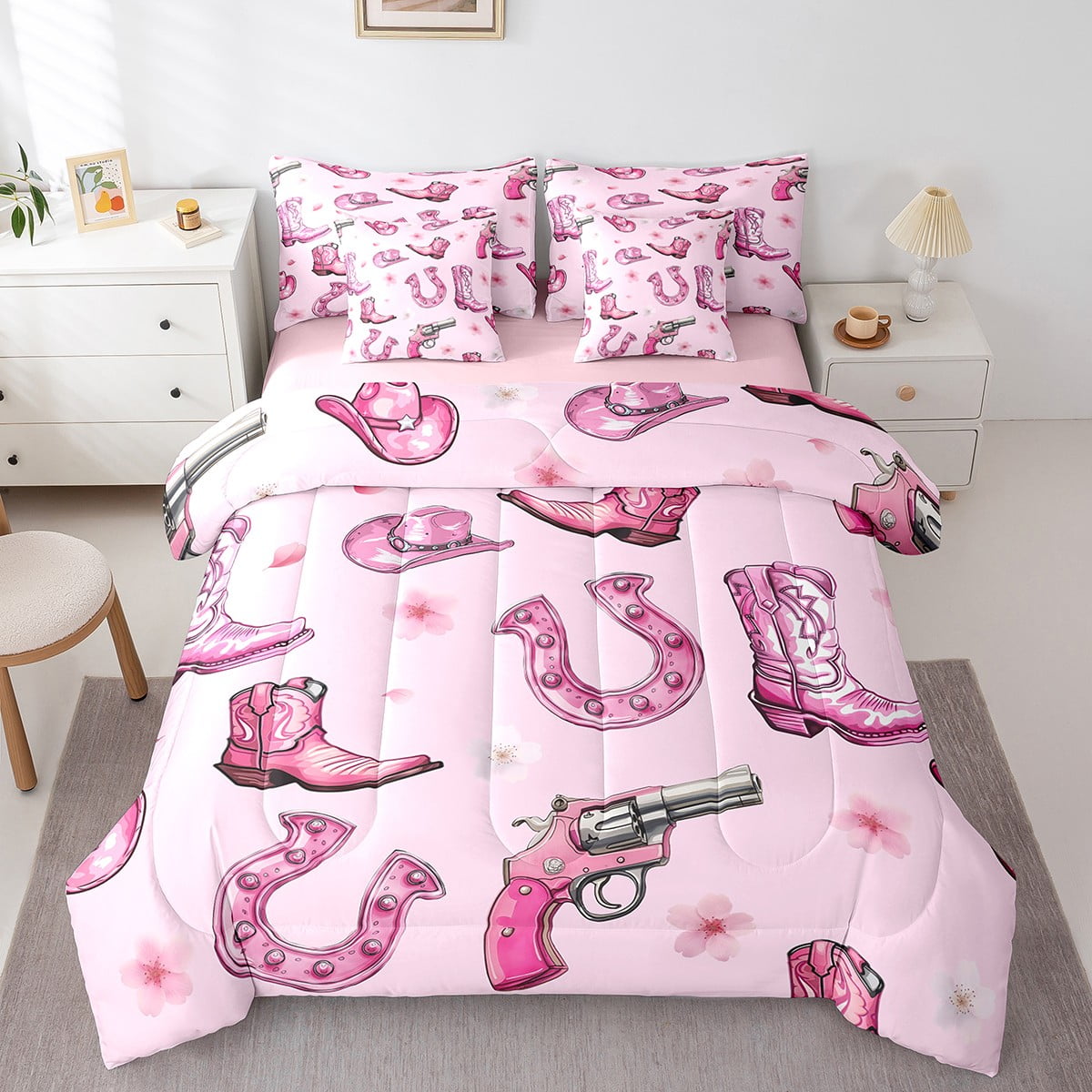 Erosebridal Kawaii Cowgirl Bedding Twin Size, Western Boots Hats ...