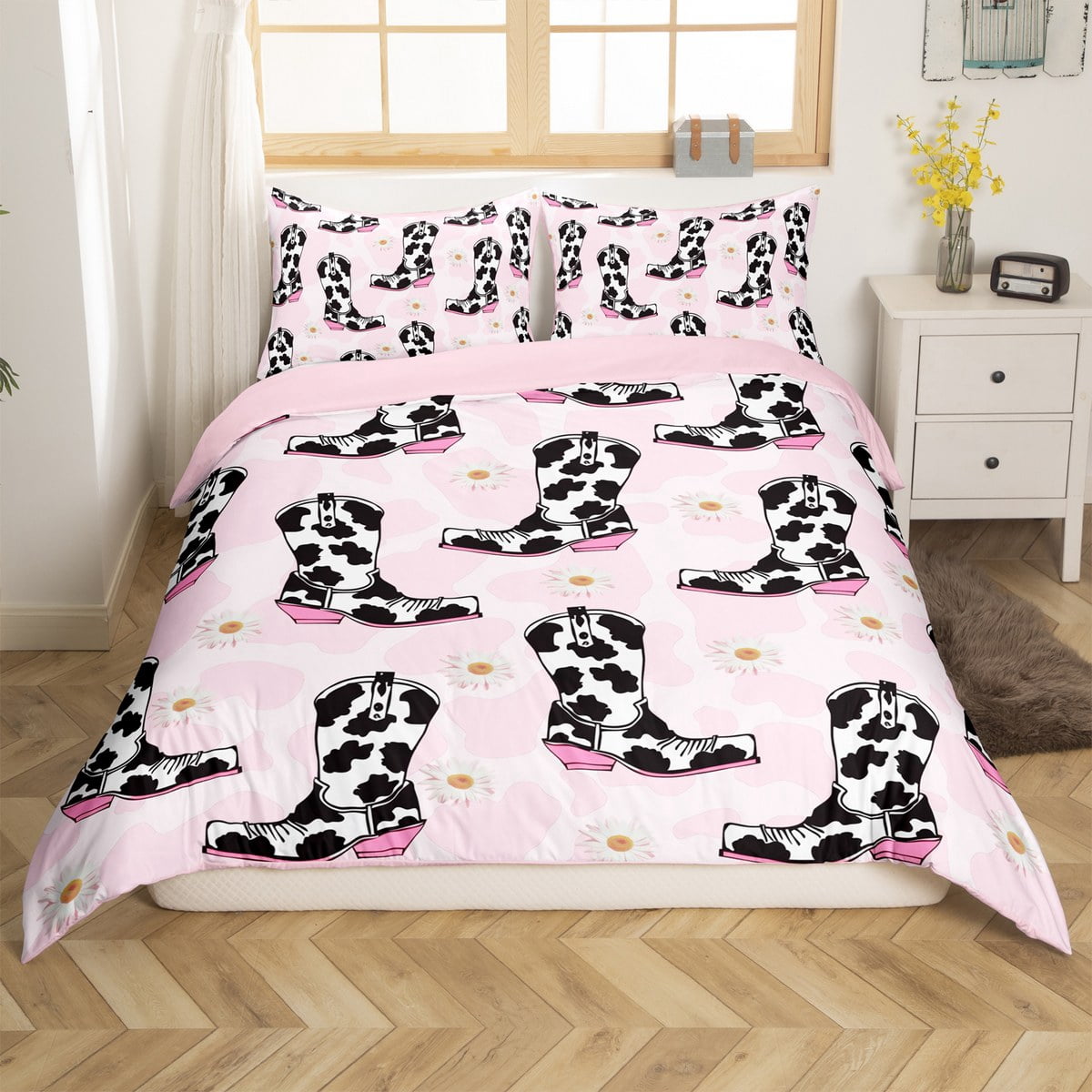 Erosebridal Kawaii Cowgirl Duvet Cover Queen, Western Boot Comforter ...