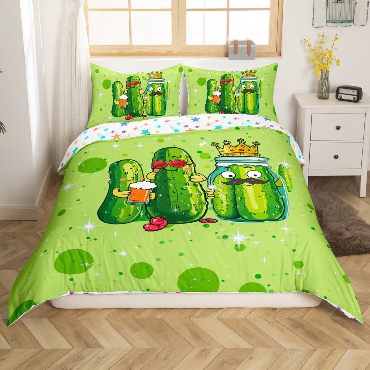 Erosebridal Kawaii Cucumber Comforter Cover Queen,Happy Birthday ...