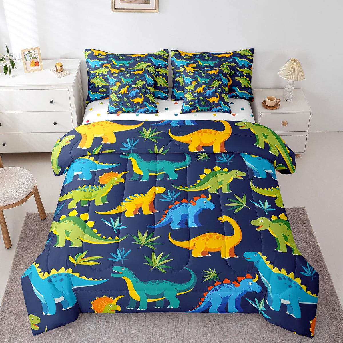 Erosebridal Kawaii Dino Bed in a Bag Queen Size, Cartoon Dinosaur Bed ...