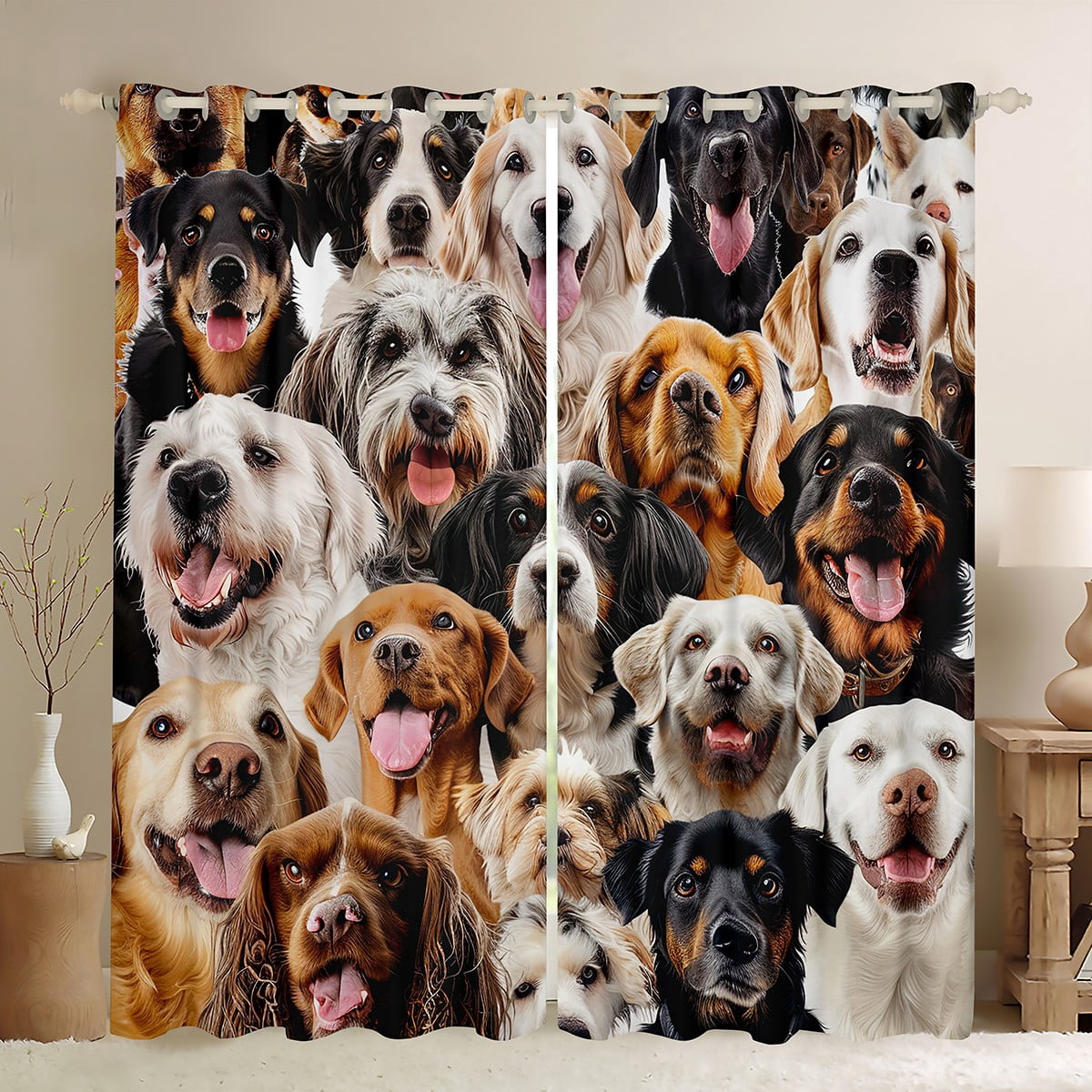 Erosebridal Kawaii Dog Curtains and Drapes (42Wx90L),Cute Pet Curtains ...
