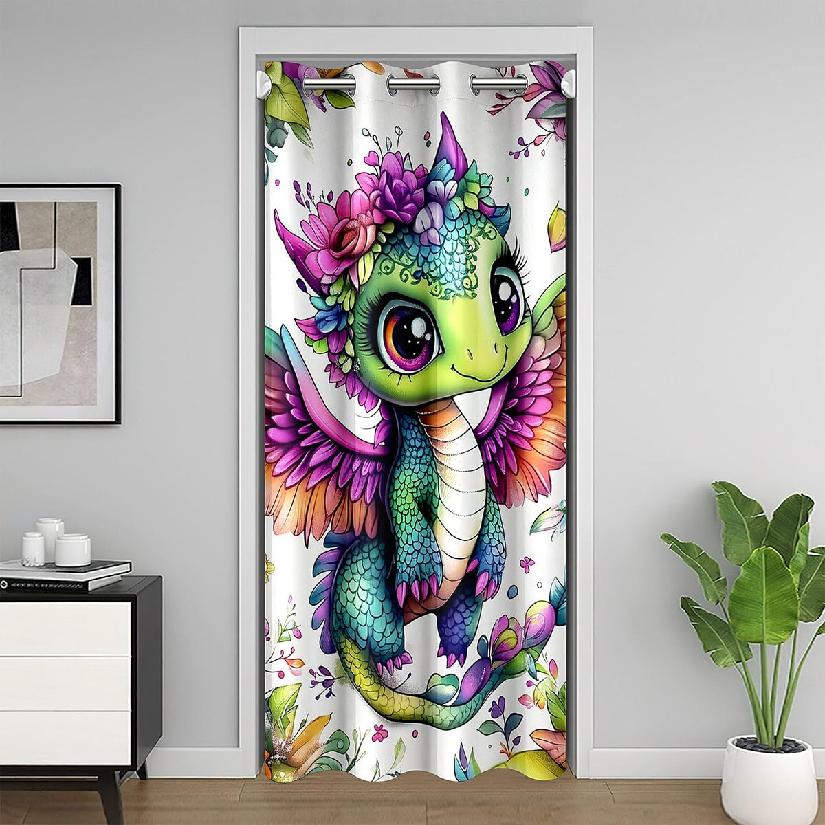 Erosebridal Kawaii Dragon Door Curtain For Doorways 34x80, Daisy Flower ...