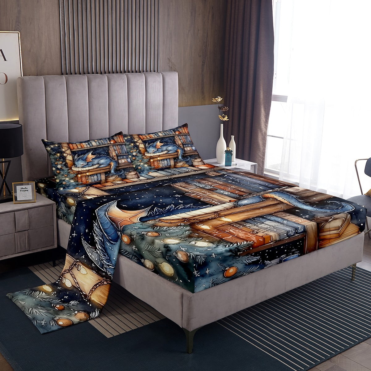 Erosebridal Kawaii Dragon Sheet Set Full, Vintage Bookshelf Full Sheet ...