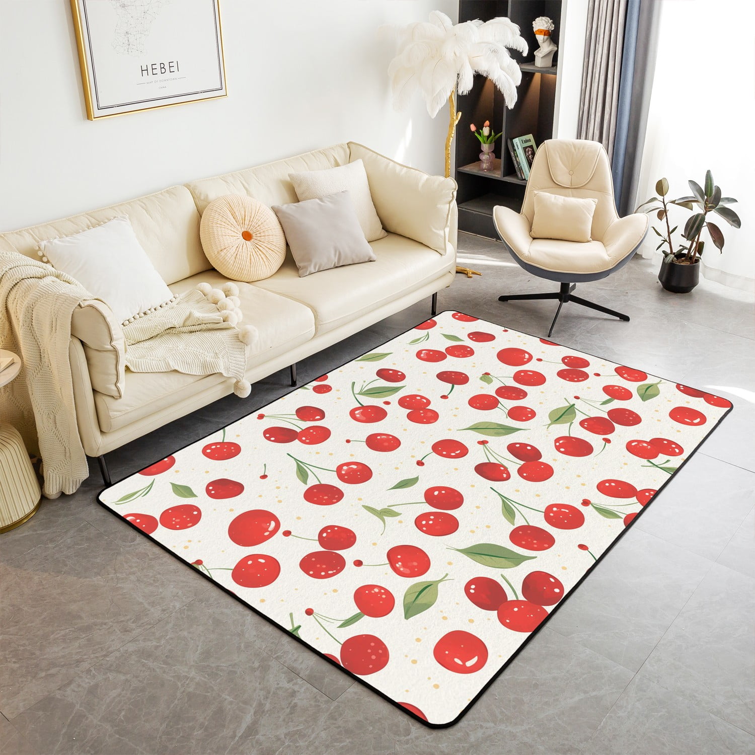Erosebridal Kawaii Fruit Cherry Area Rugs For Living Room 3x5,Cute Food ...