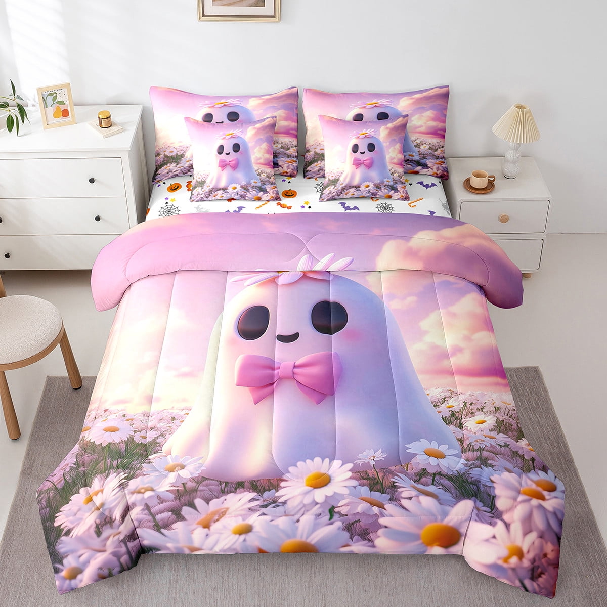 Erosebridal Kawaii Ghost Bedding Sets Twin Size,Happy Holleween ...