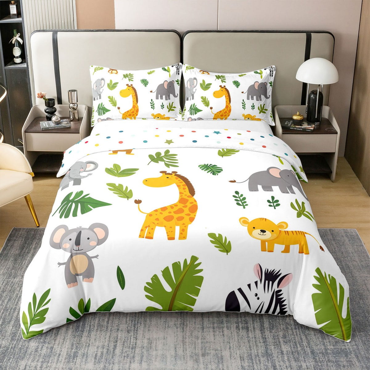 Erosebridal Kawaii Giraffe 100% Cotton Comforter Cover Full, Jungle ...