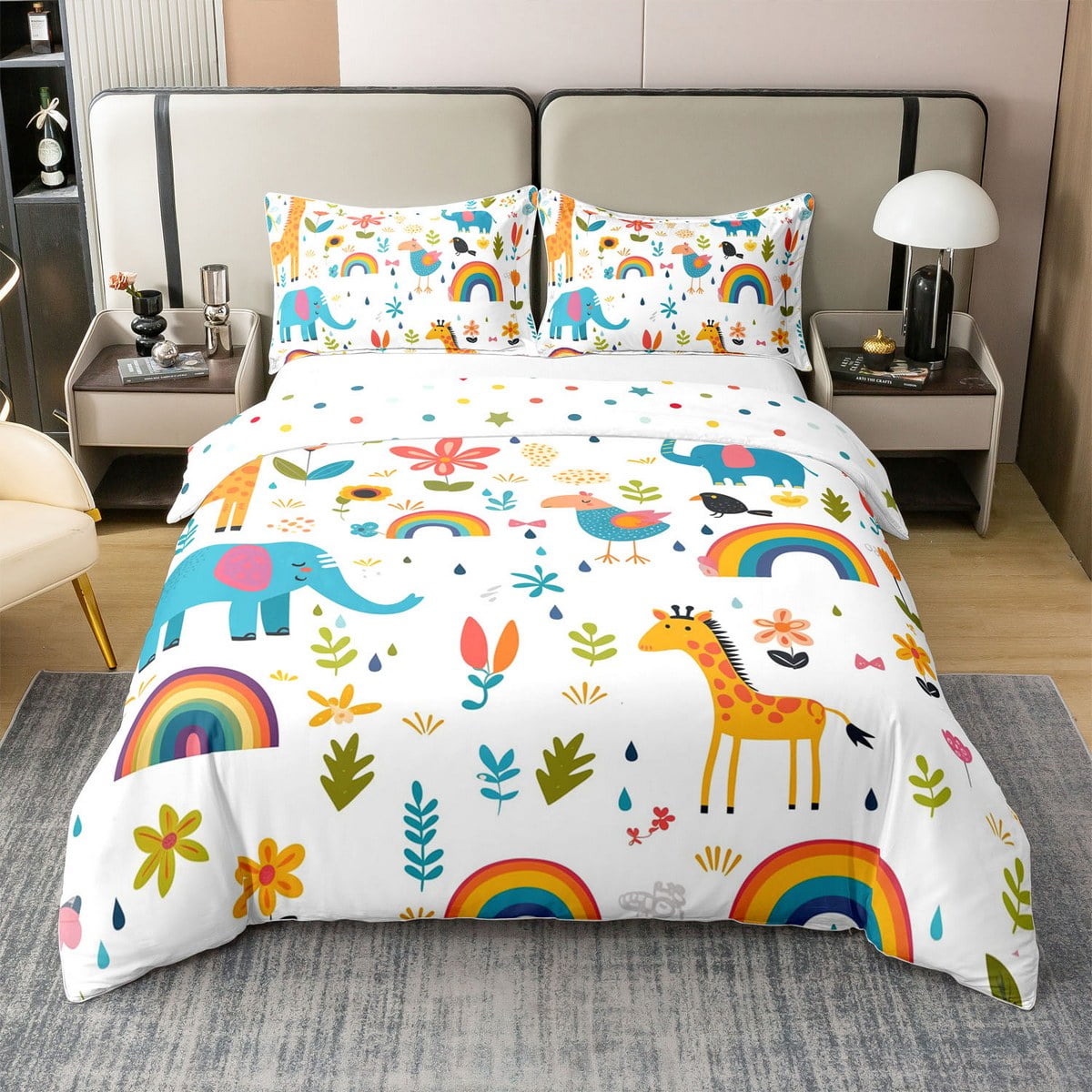 Erosebridal Kawaii Giraffe 100% Cotton Duvet Cover Full Size, Jungle ...