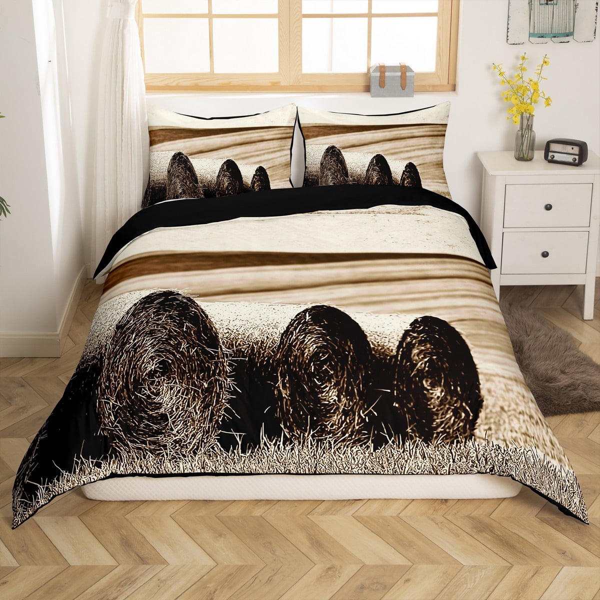 Erosebridal Farmhouse Duvet Cover King, Grass Plant Comforter Cover ...