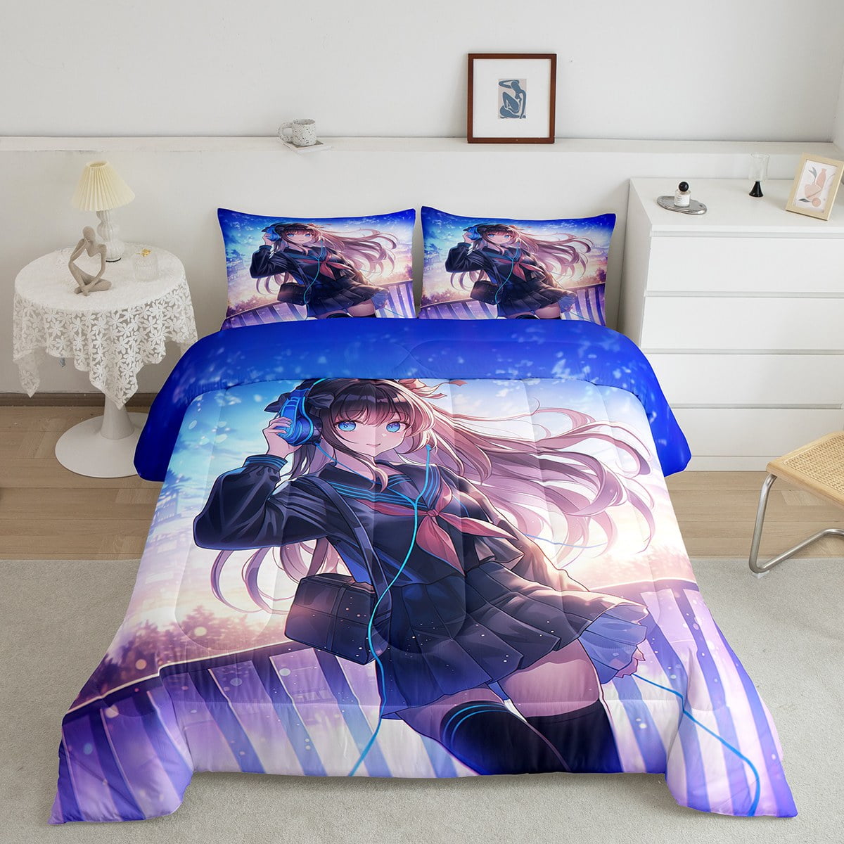 Erosebridal Kawaii Bedding Full Comforter Set, Japanese Anime Down ...