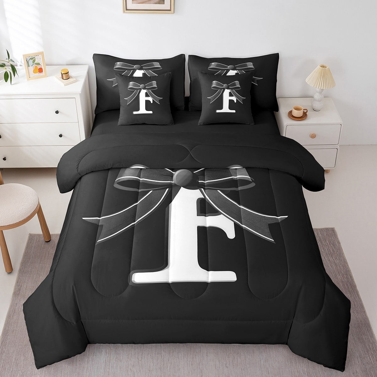 Erosebridal Kawaii Initial Letter Bed in a Bag Full size, Monogrammed F ...