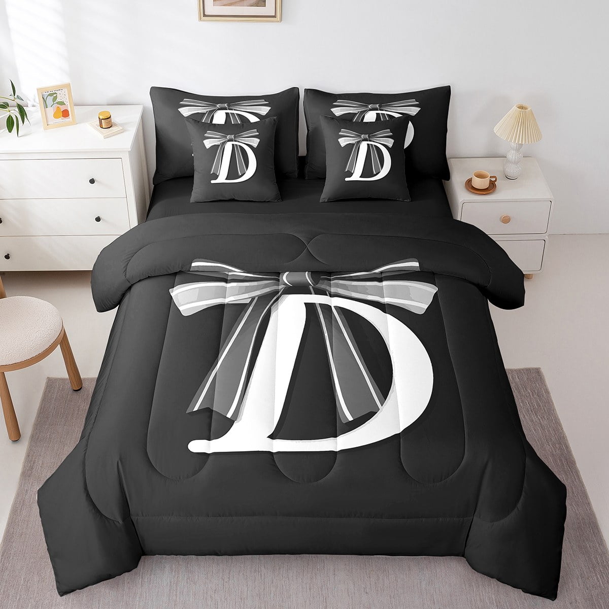 Erosebridal Kawaii Initial Letter Bedding King Size, Monogrammed D Bed ...