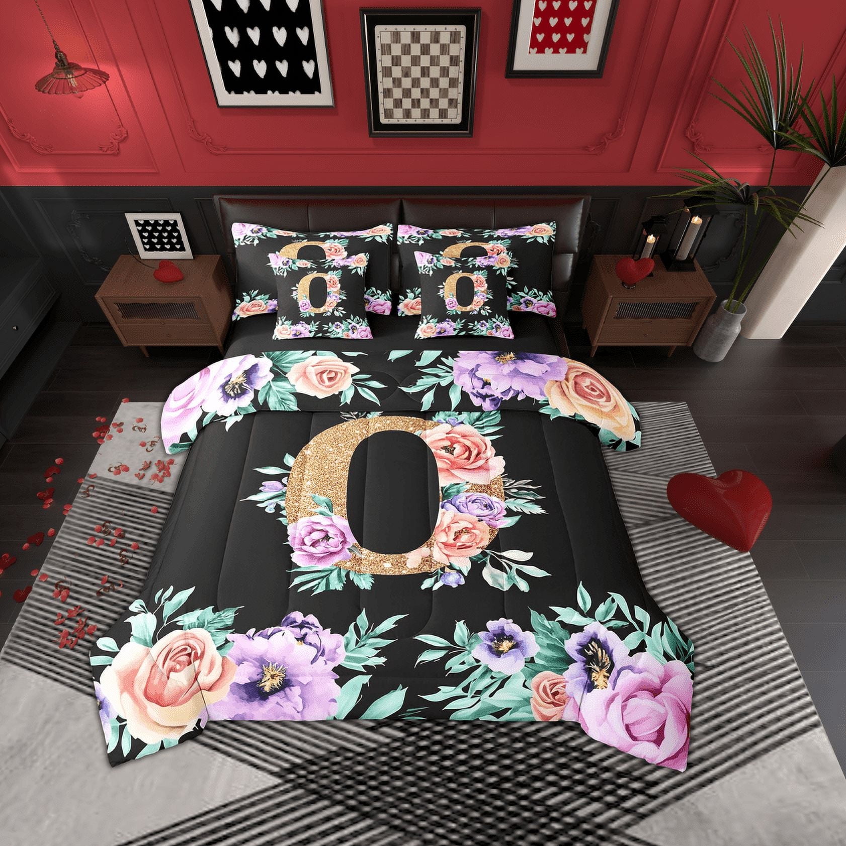Erosebridal Kawaii Initial Letter Bedding, Monogrammed O Bed in a Bag ...
