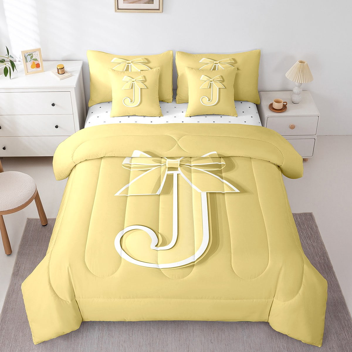 Erosebridal Kawaii Initial Letter Bedding Sets Queen Size, Monogrammed ...