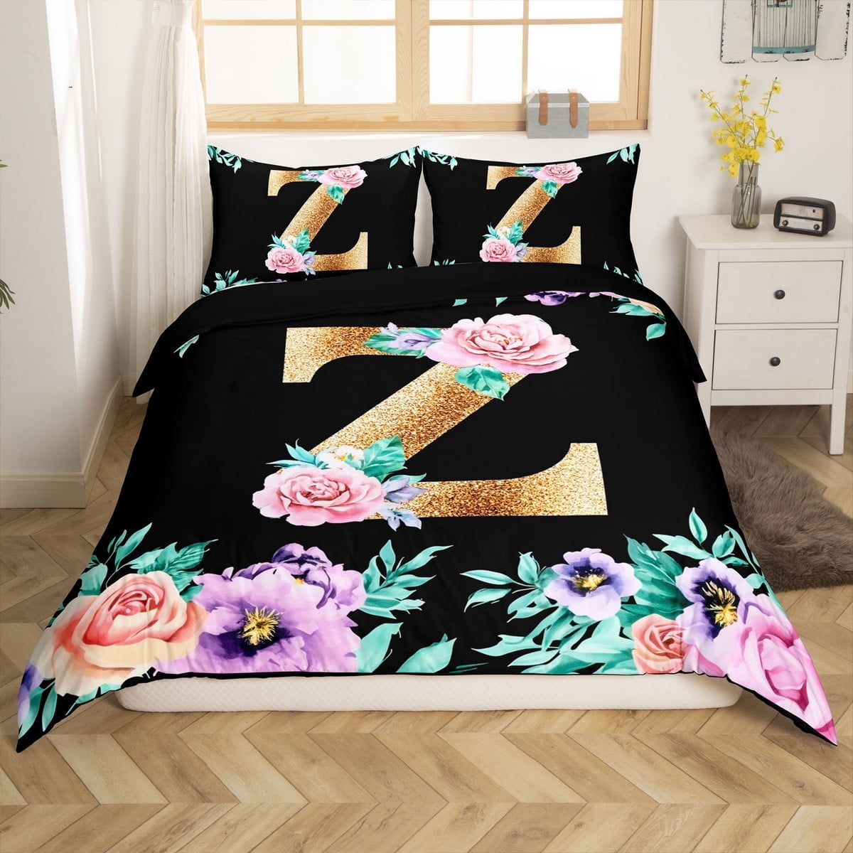 Erosebridal Kawaii Initial Letter Comforter Cover Twin, Monogrammed Z ...