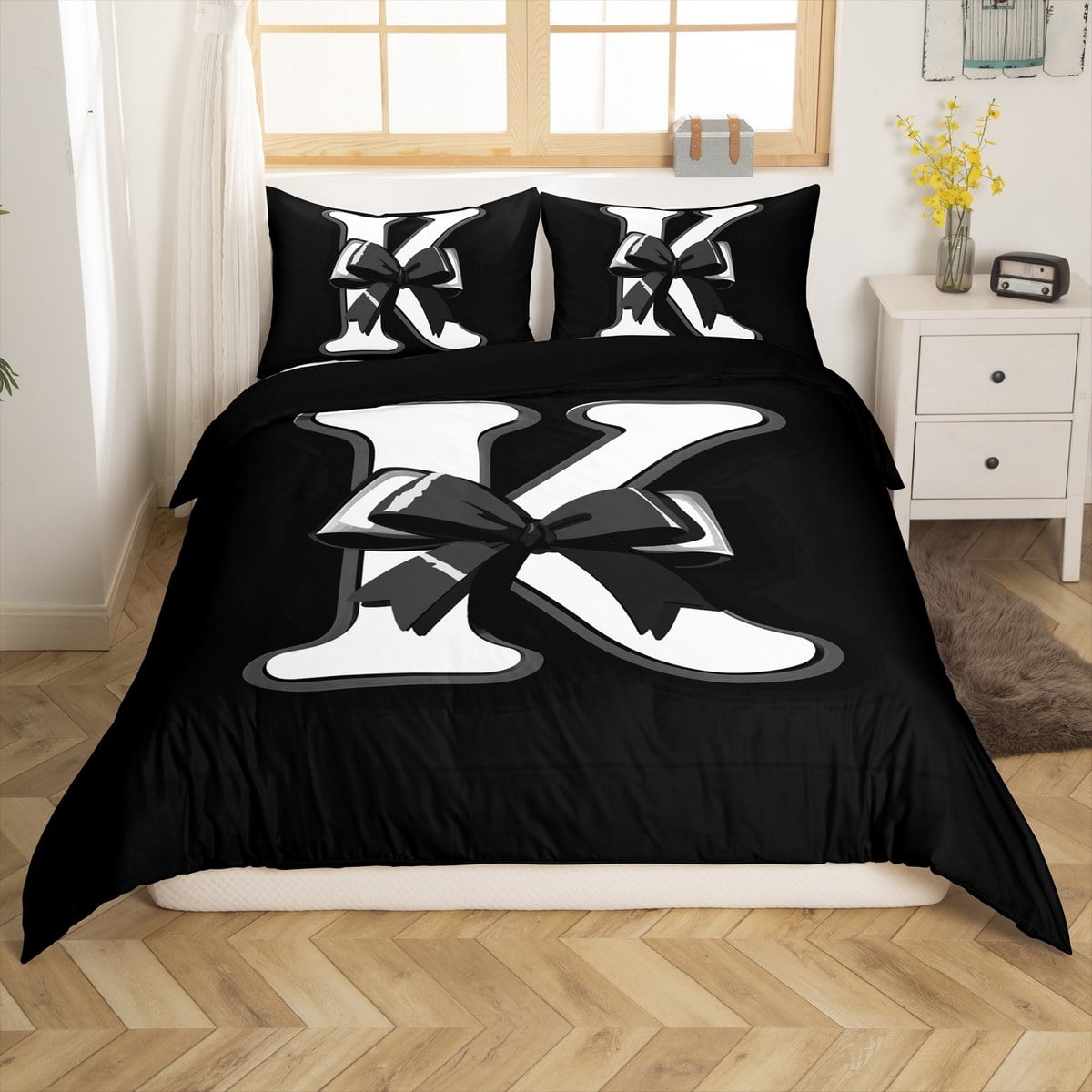 Erosebridal Kawaii Initial Letter Duvet Cover Twin, Monogrammed K ...
