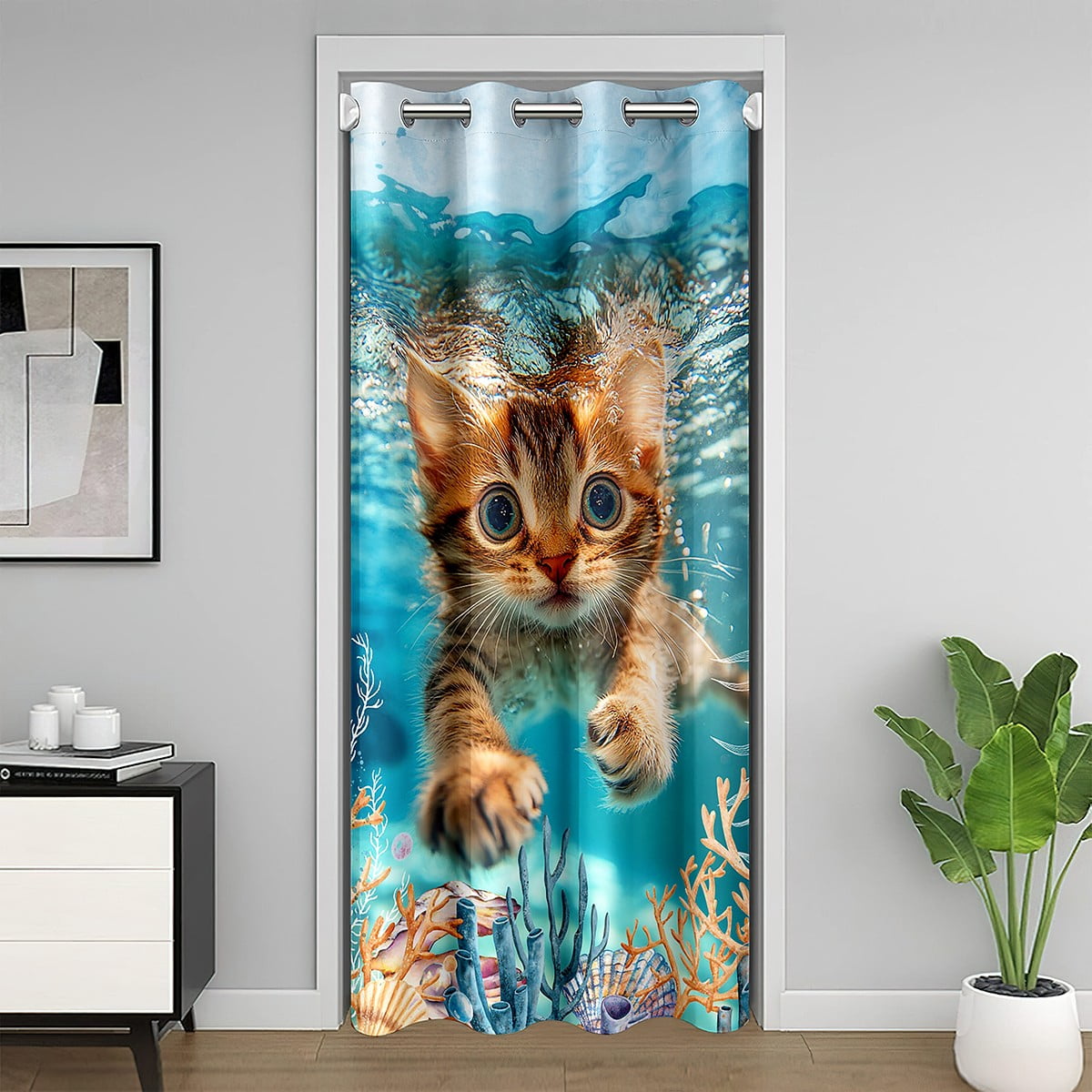 Erosebridal Kawaii Kitten Cat Door Curtain For Door Window 59x80 ...