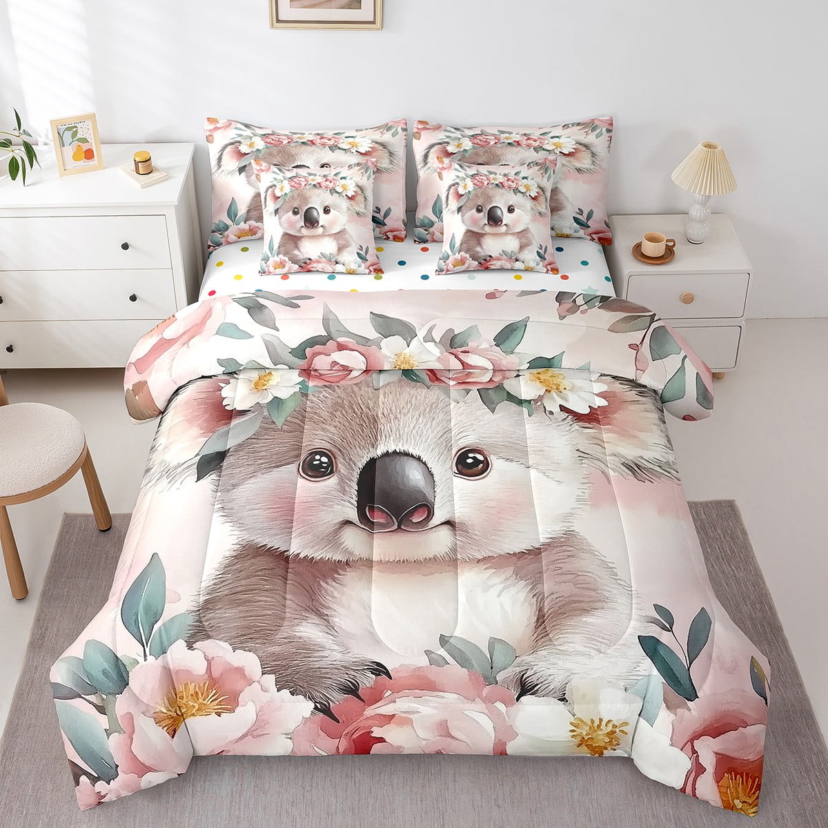 Erosebridal Kawaii Koala Bed in a Bag Queen size, Cartoon Woodland ...