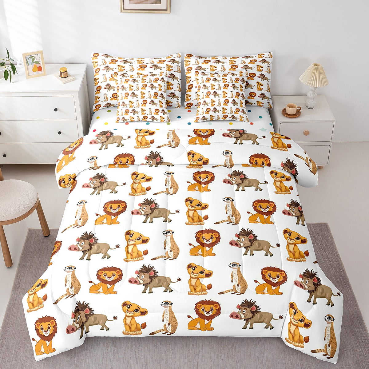 Erosebridal Kawaii Lion Bedding Sets King with Comforter, Meerkat Duvet ...