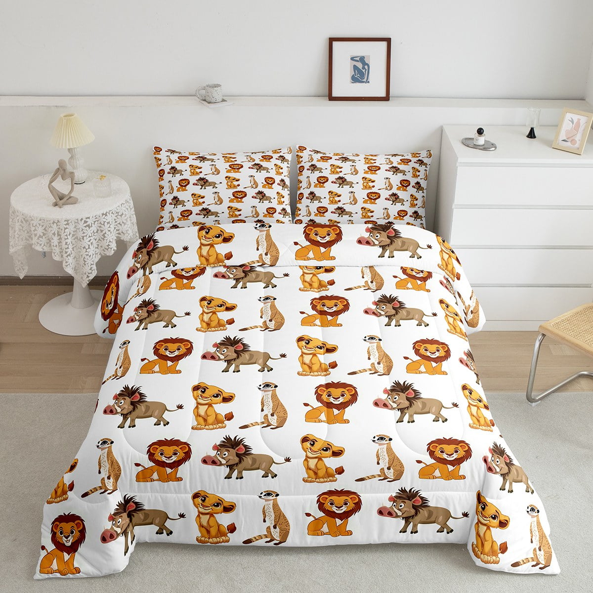 Erosebridal Kawaii Lion Comforter Sets King Size, Meerkat Comforters ...