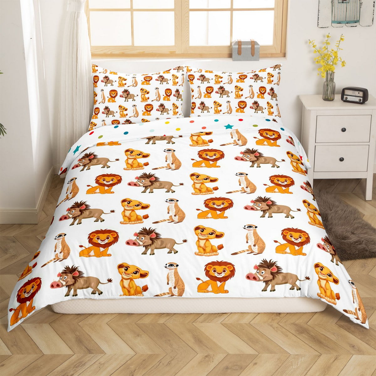Erosebridal Kawaii Lion Duvet Cover Queen, Meerkat Comforter Cover ...