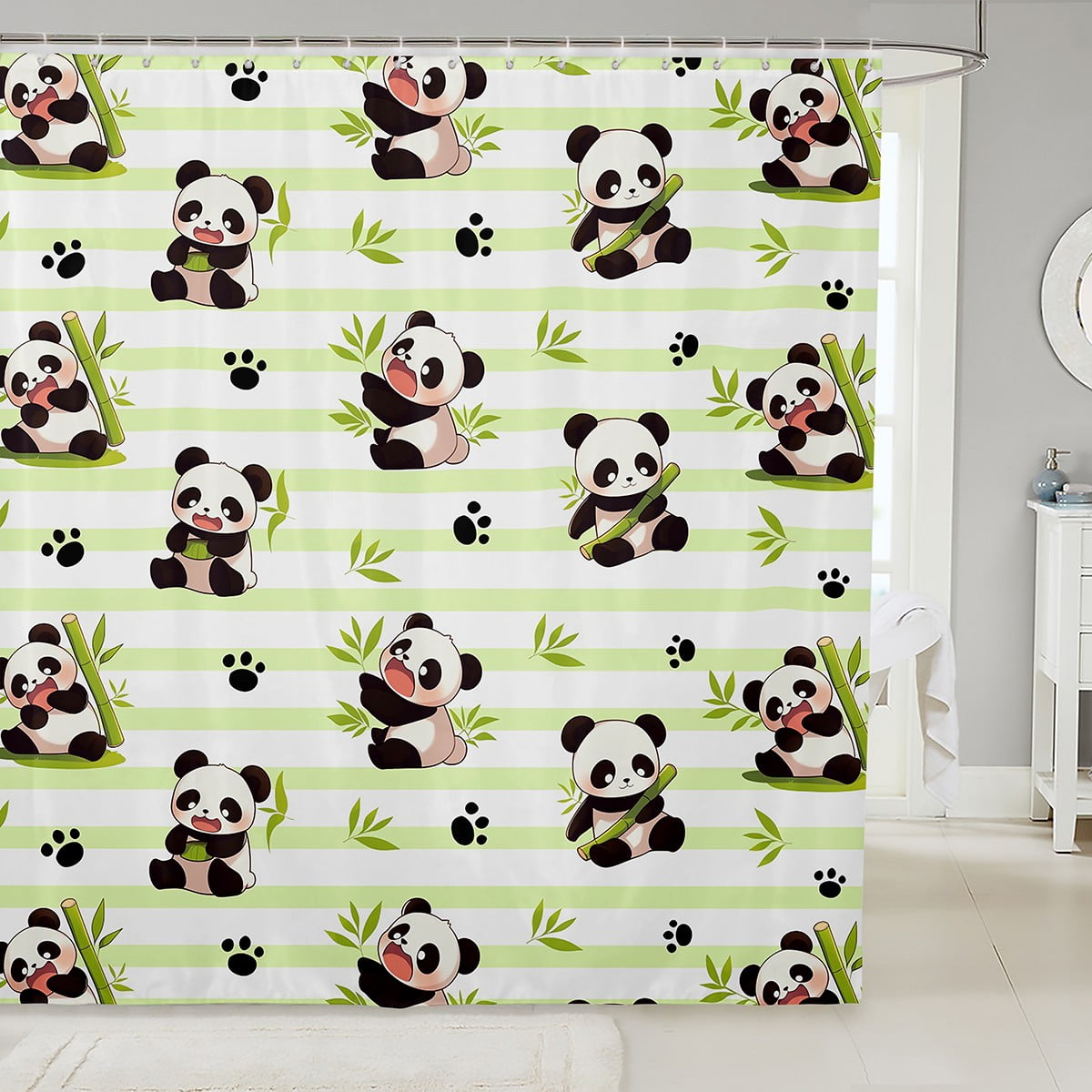 Erosebridal Kawaii Panda Shower Curtain 72x72 For Kids,Cartoon Animal ...