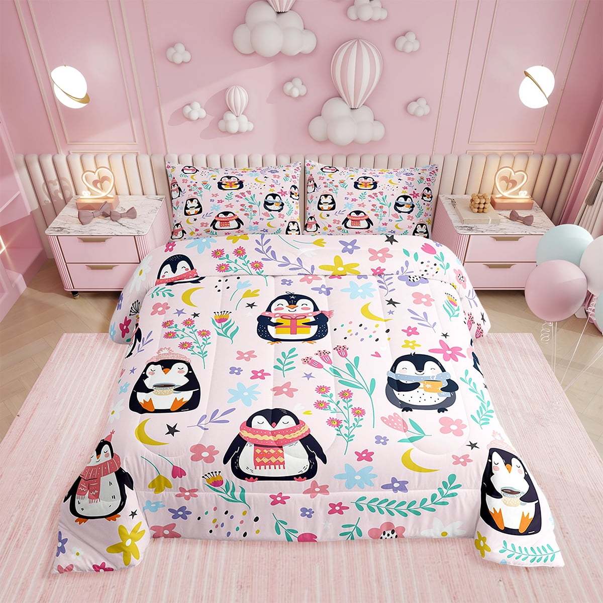 Erosebridal Kawaii Penguin Bedding King Comforter Set, Arctic Animal ...