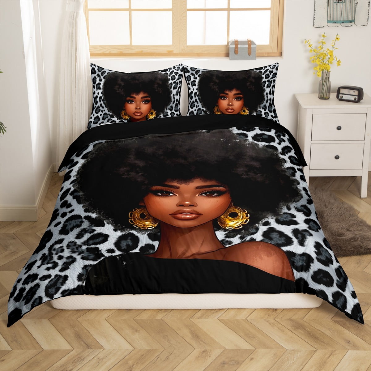 Erosebridal Kawaii Princess Duvet Cover Queen, Leopard Cheetah Print ...