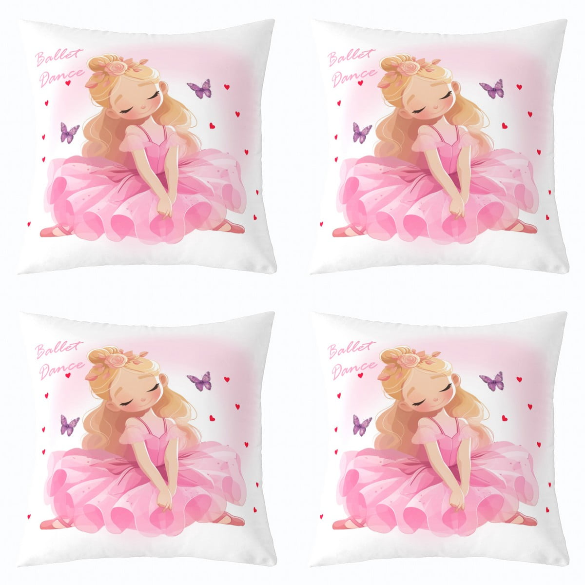 Erosebridal Kawaii Princess Throw Pillow Covers 20x20 Set of 4, Pink ...