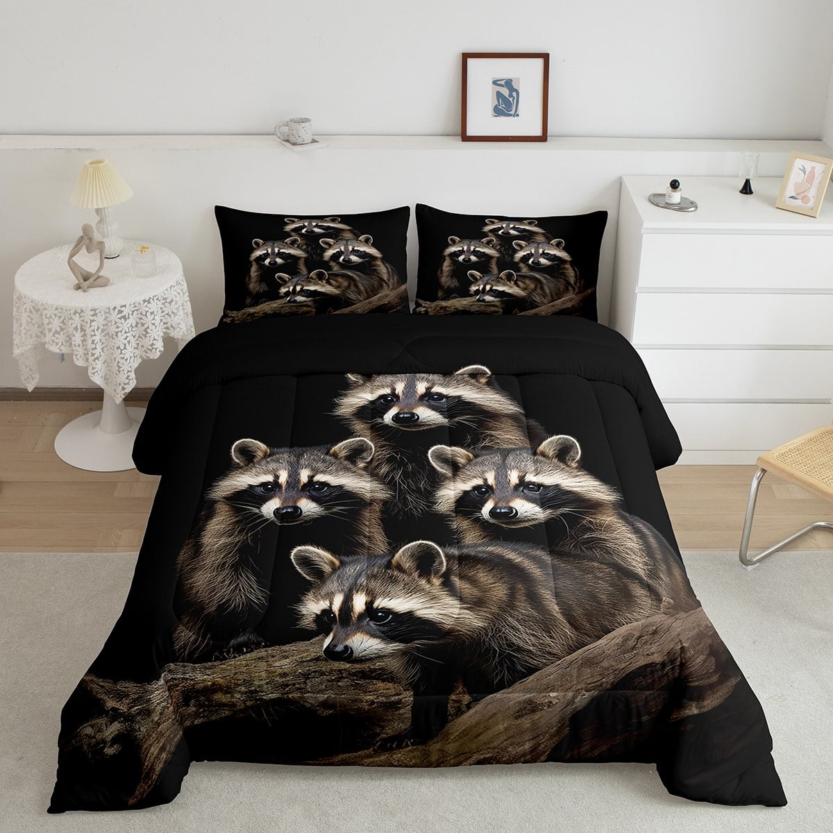 Erosebridal Kawaii Raccoon Comforter Sets Full Size, Brown Comforters ...