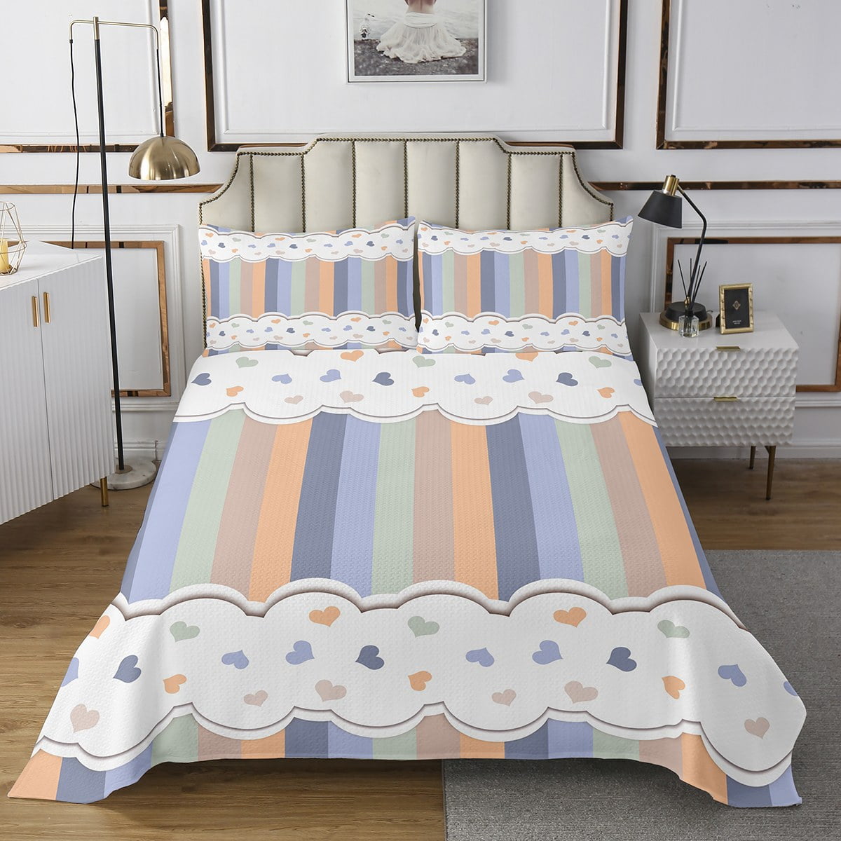 Erosebridal Kawaii Rainbow 100% Cotton Comforter Cover Queen, Cute Love ...