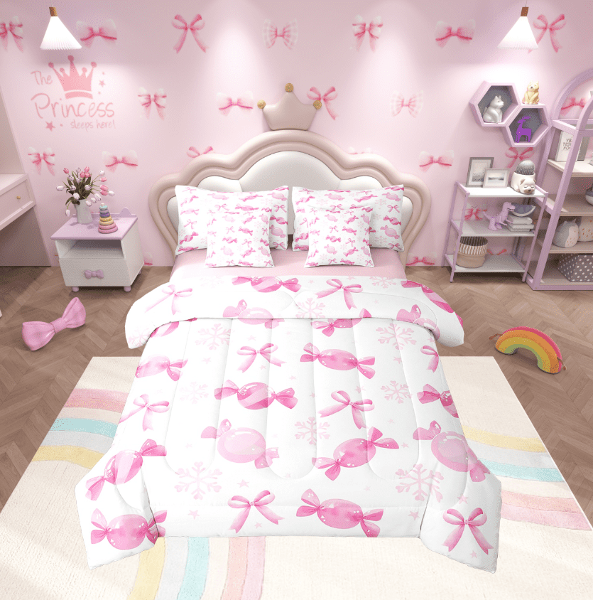 Erosebridal Kawaii Ribbon Bedding King Size, Princess Cartoon Bed Set ...