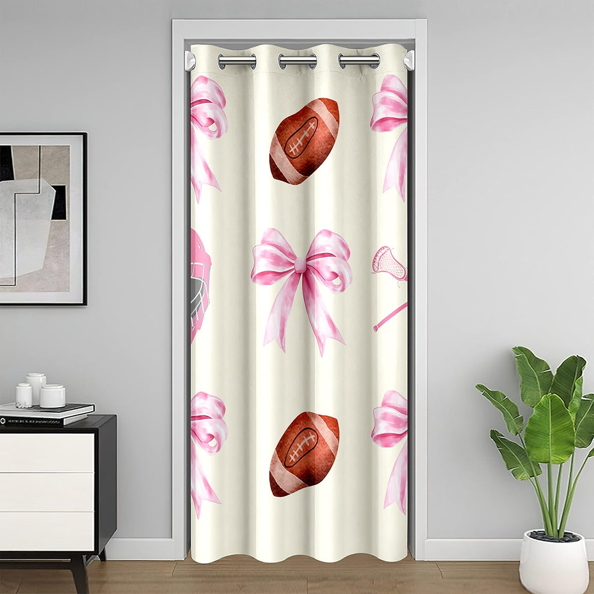 Erosebridal Kawaii Ribbon Door Curtain Panel 59x80, Cute Bow-tie Black Out Curtain, Rugby ...