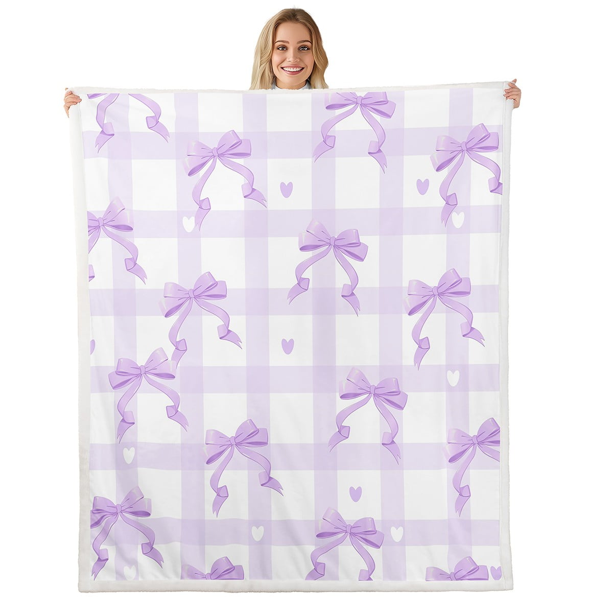 Erosebridal Kawaii Ribbon Sherpa Blanket, Princess Cartoon Fleece ...