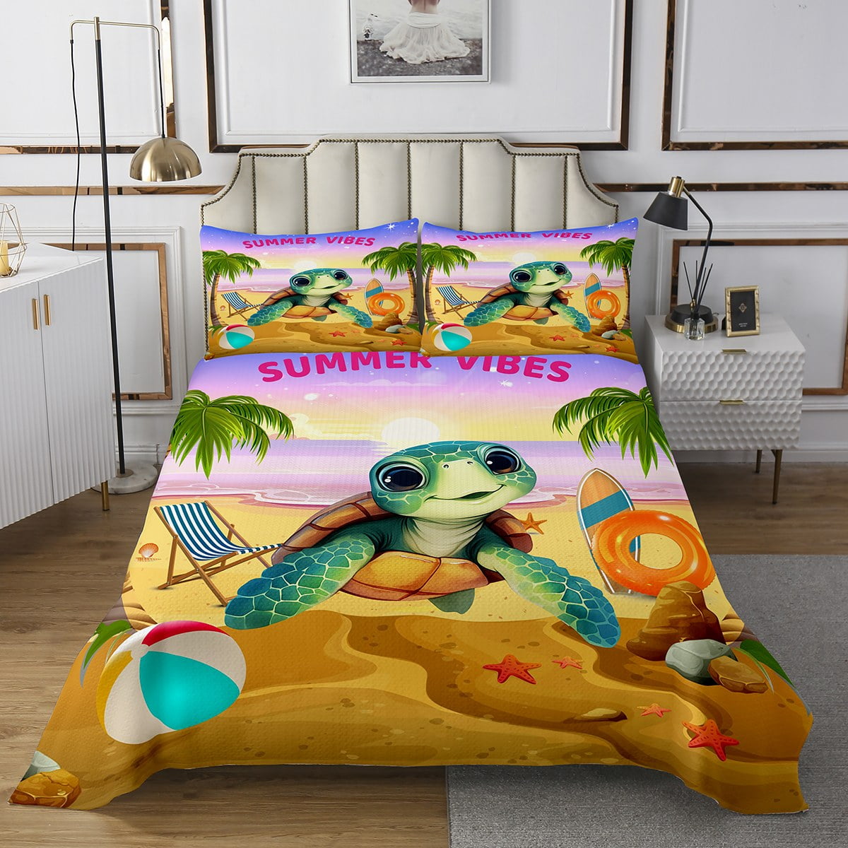 Erosebridal Kawaii Sea Turtle Bedspread Sets Twin Size,Cartoon Animal ...