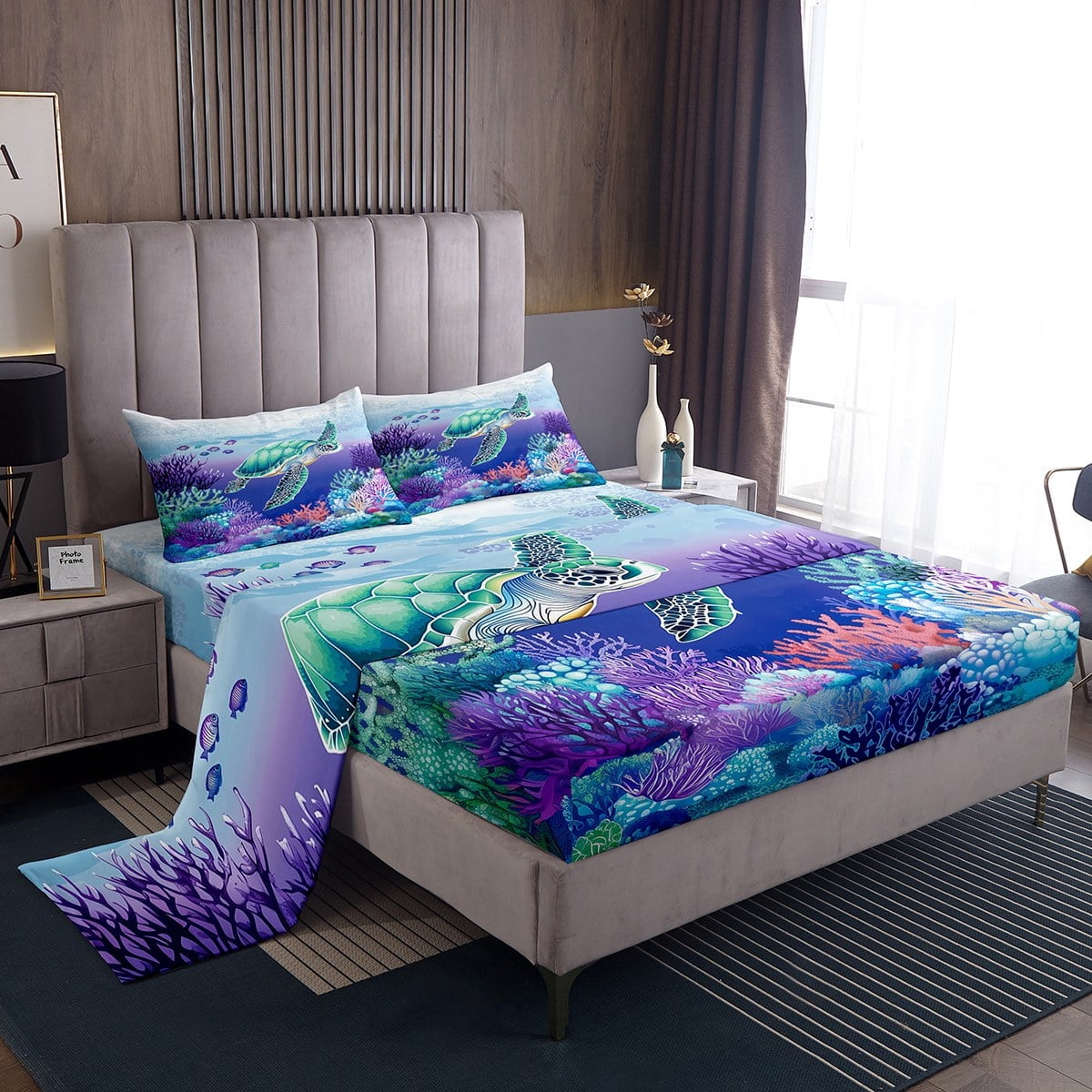 Erosebridal Kawaii Sealife Bed Sheets Set Twin Size, Sea Turtle Bed ...