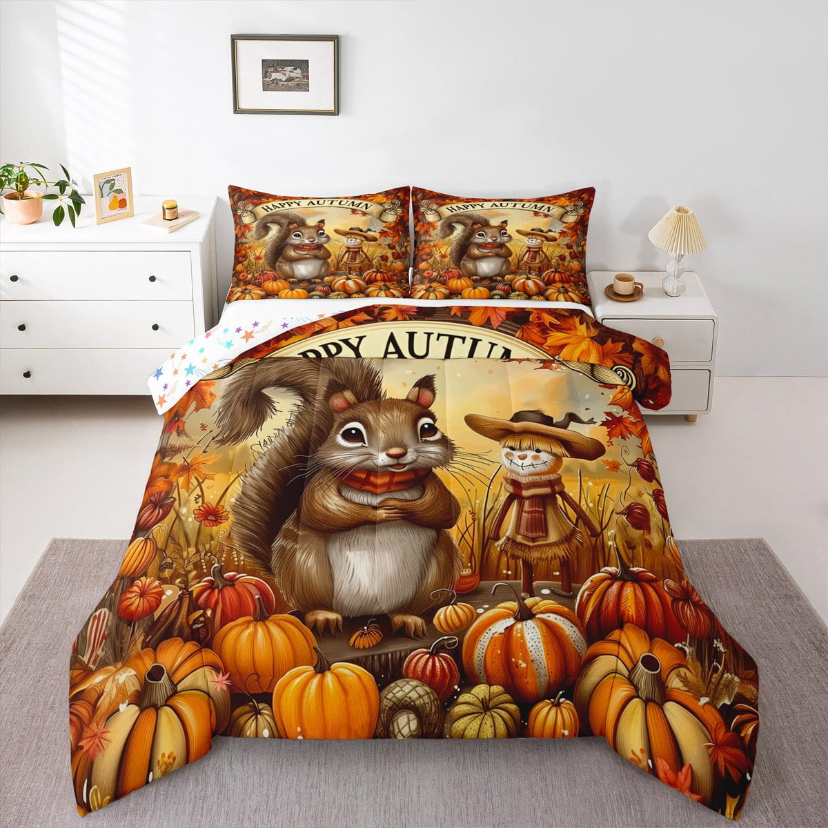 Erosebridal Kawaii Squirrel Scarecrow Bedding Sets Twin with Comforter ...