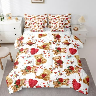 white teddy bear bedding