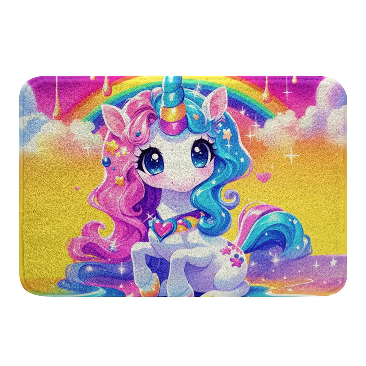 Erosebridal Kawaii Unicorn Bathroom Rugs 16x24, Cartoon Rainbow ...