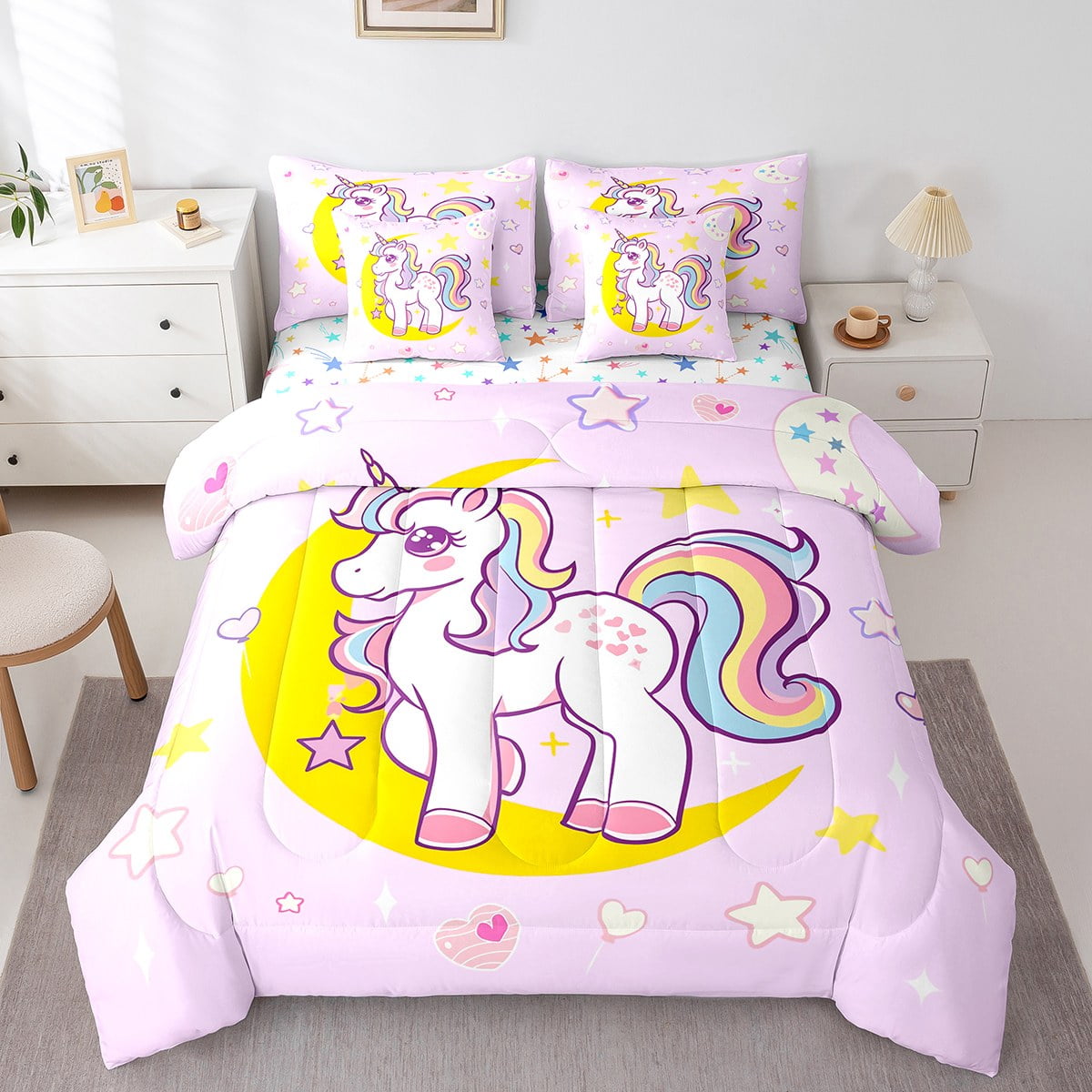 Erosebridal Kawaii Unicorn Comforter Sets with Sheets , Magic Animal ...