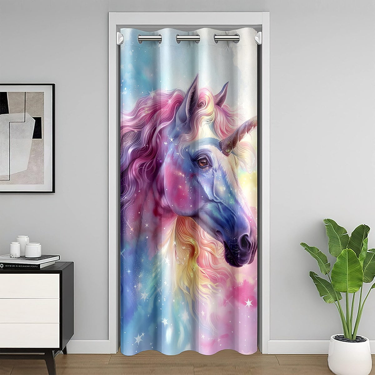 Erosebridal Kawaii Unicorn Door Curtain Panel 42x80,Dreamy Princess ...