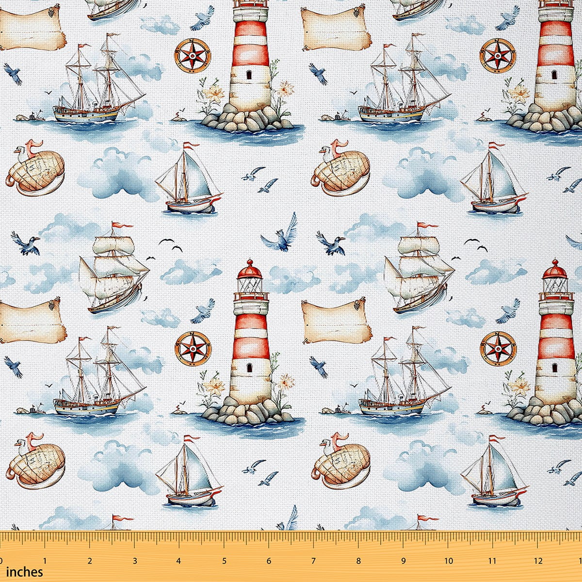 Erosebridal Anchor Upholstery Fabric for Chairs 2 Yard Ocean Fabric by ...