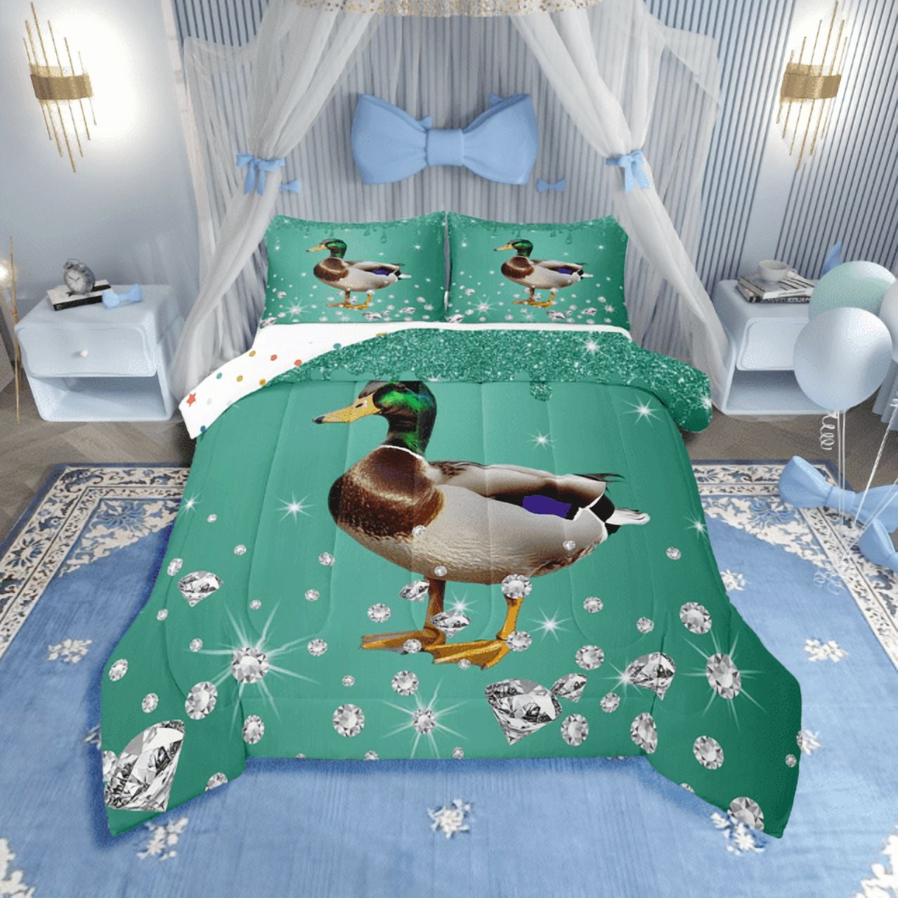 Erosebridal Animal Duck Bedding Twin Comforter Set,Bling Crystal Down ...