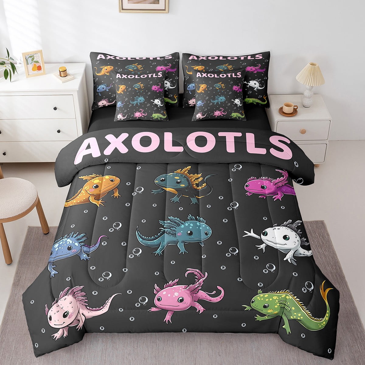 Erosebridal Axolotl Bed In A Bag 7 Pcs Full Size,Cartoon Axolotl ...