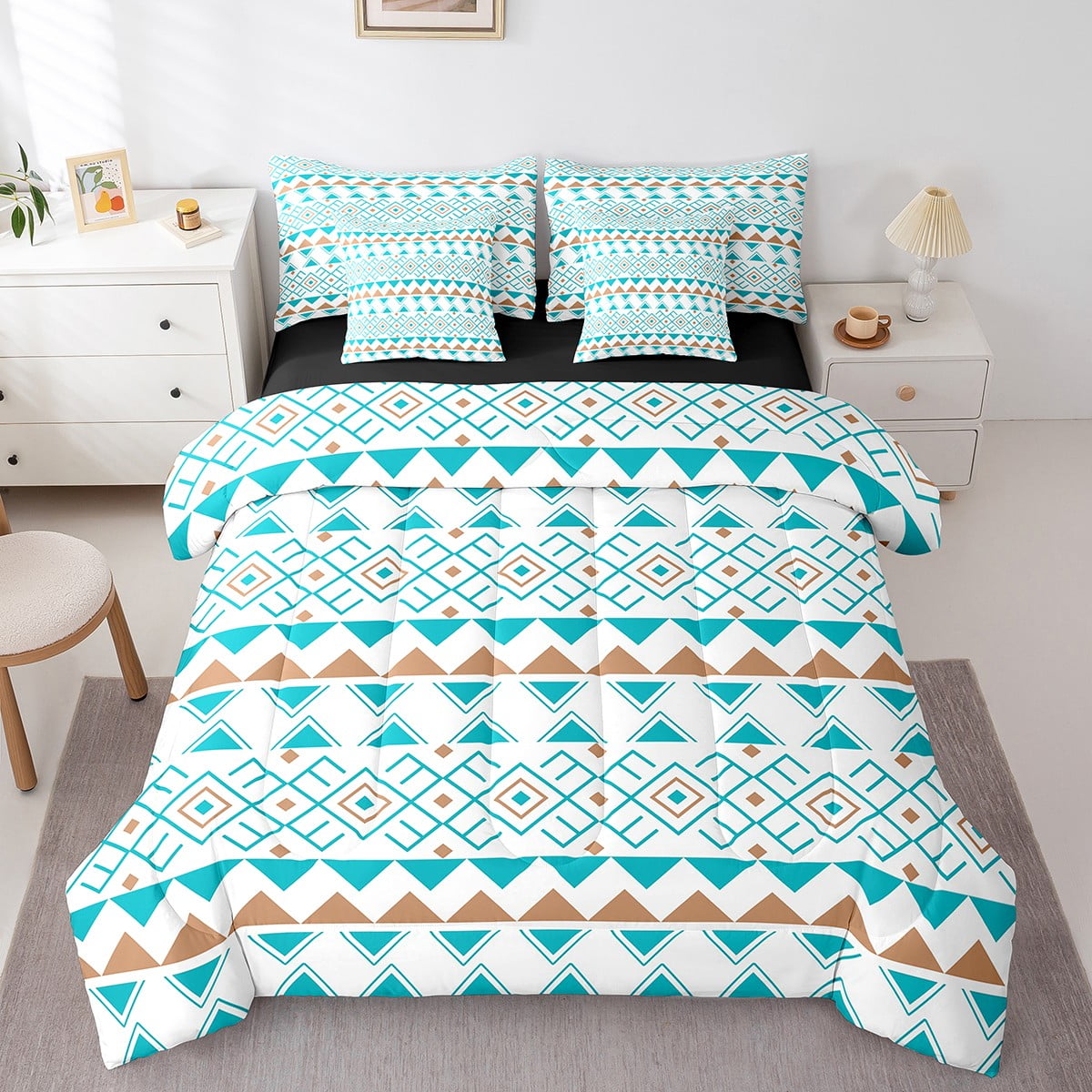 Erosebridal Kids Aztec Bed in a Bag King size, Blue Boho Stripes Bed ...